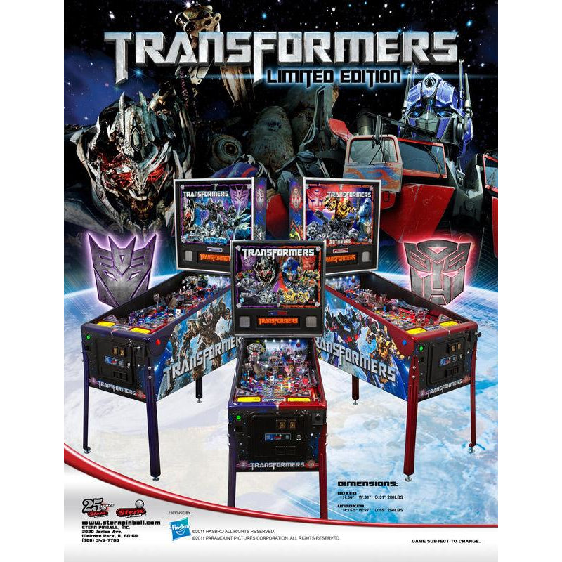Transformers Limited Edition Combo Pinball Machine | Reality Games ...